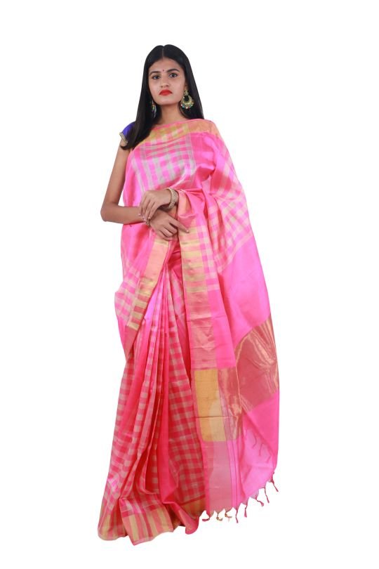 LIGHT PINK COLOUR MADHAVARAM SICO SAREE WITH CHECKS & WITH BLOUSE ...
