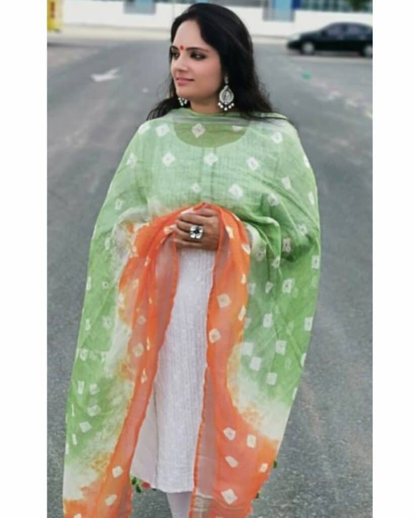 Tricolor Independence Day Special Linen Tie Dye Dupatta - Loomfolks