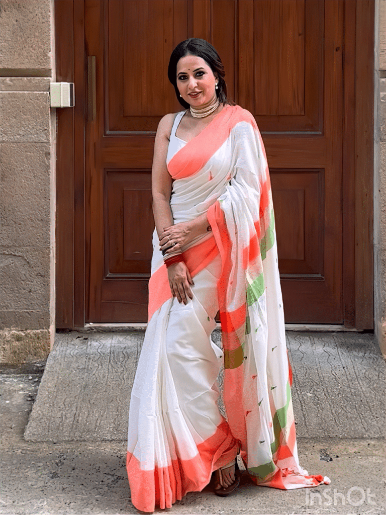 Independence Day Special Tri Color Cotton Saree A Must Have - Loomfolks
