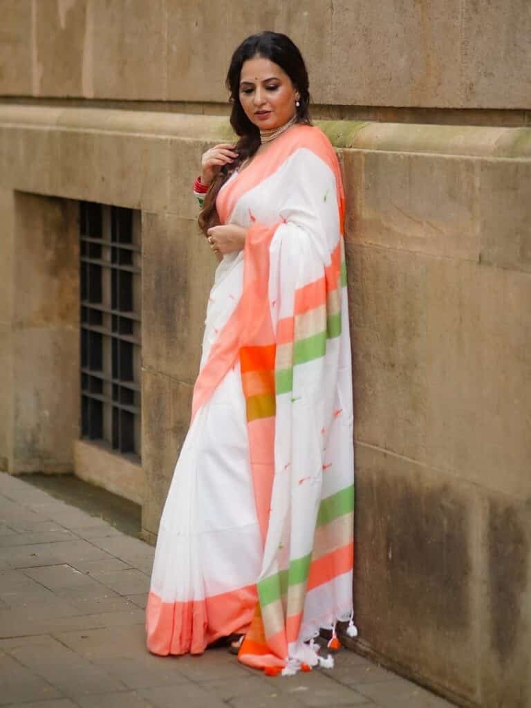 Independence Day Special Tri Color Cotton Saree - Loomfolks