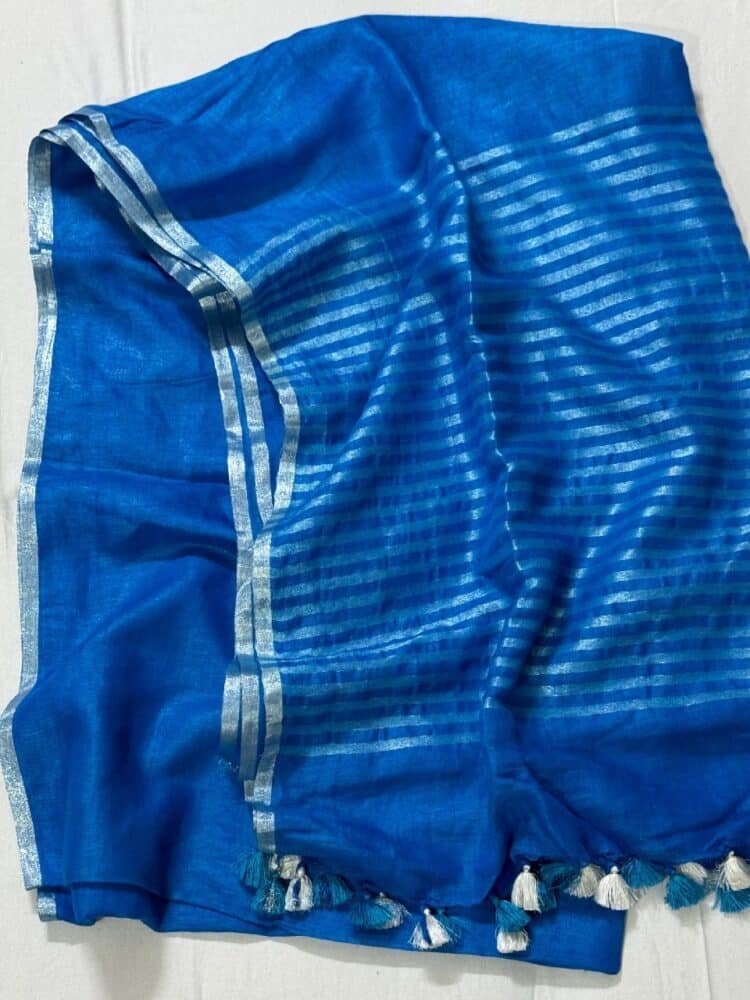 Buy Plain Linen Sarees Online in India | Loomfolks